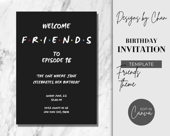 Editable FRIENDS Party Invitation Template Digital and - Etsy