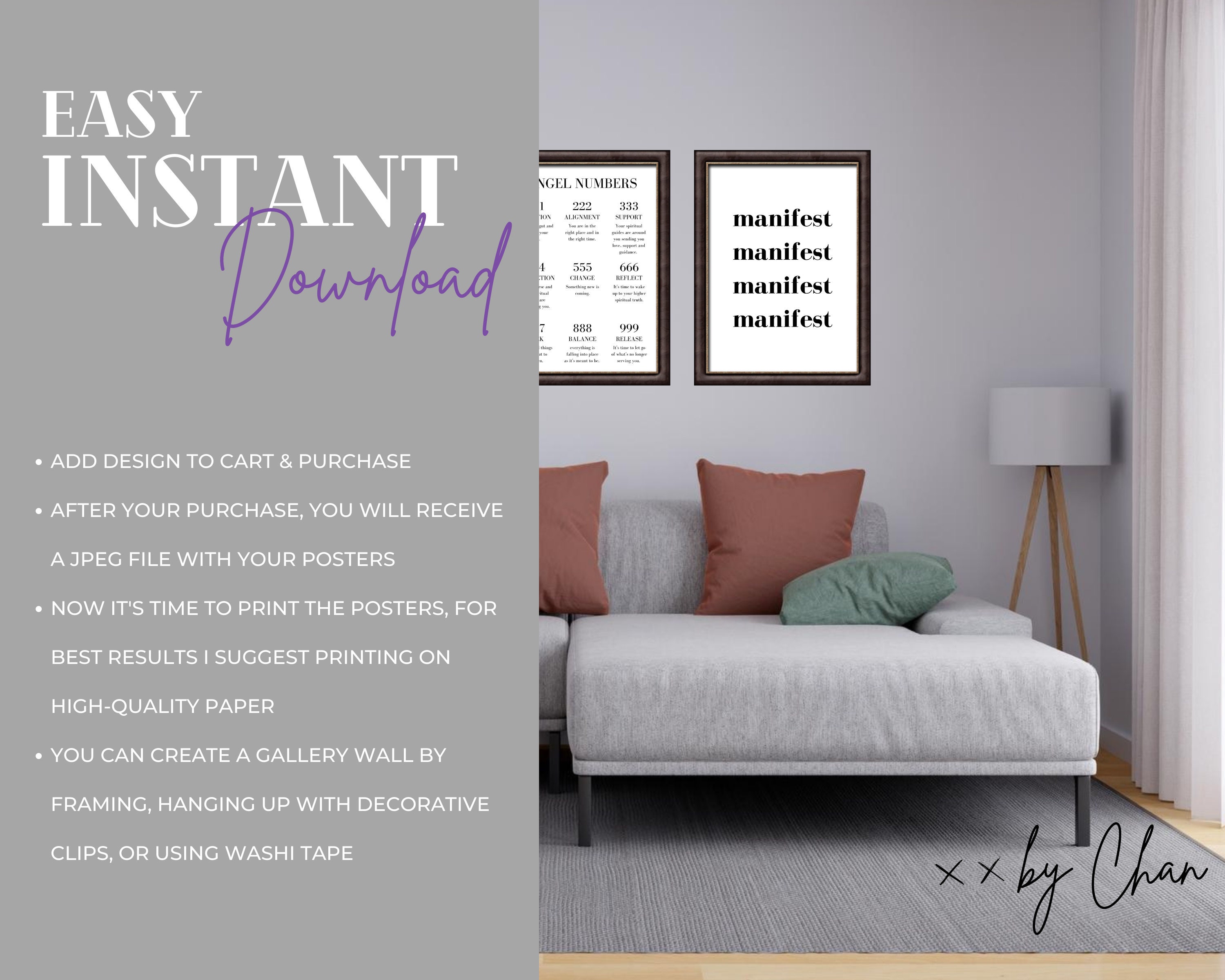 Manifest Wall Art Set of 10 PRINTABLES Retro Wall Decor Manifest Poster ...
