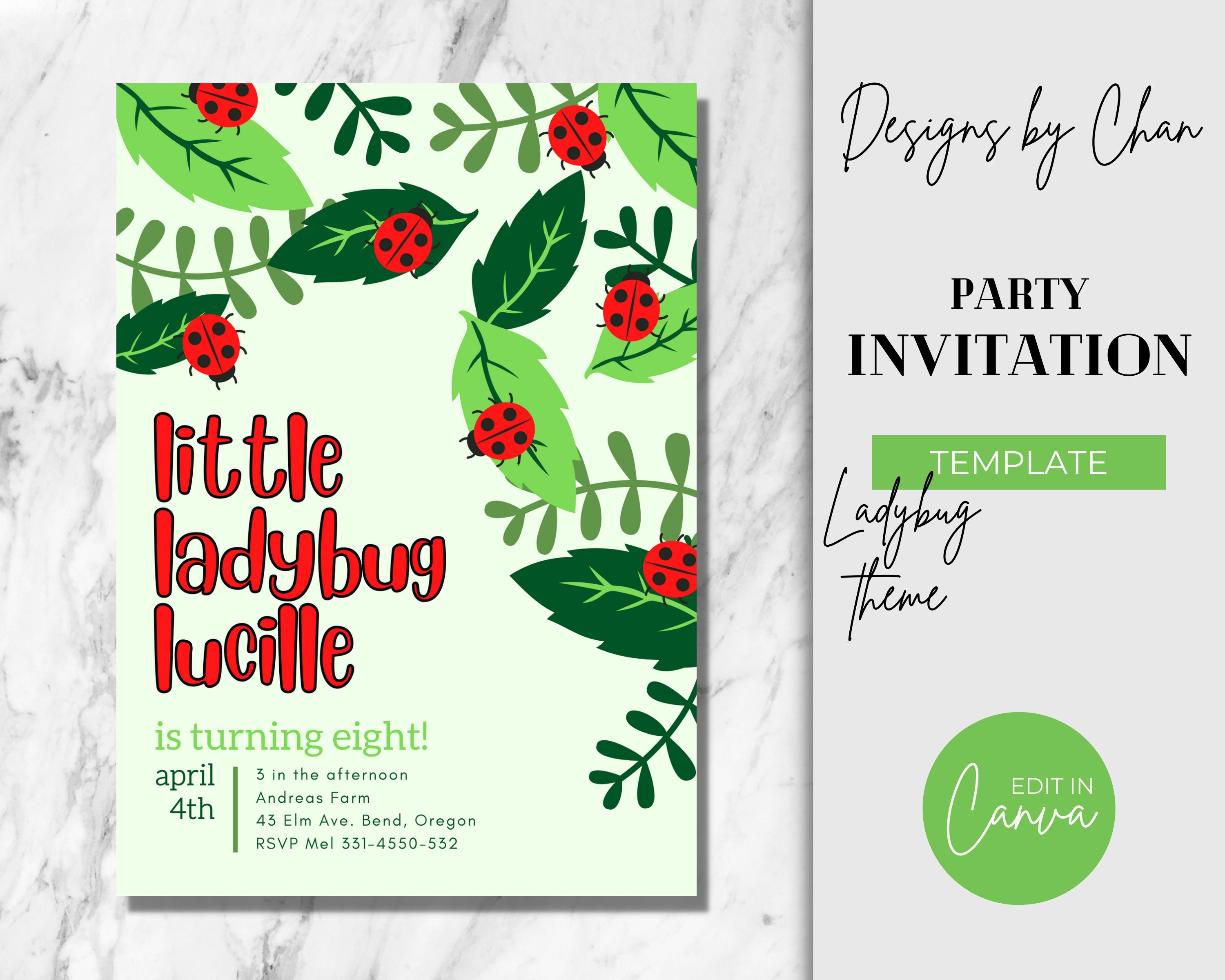 Editable Ladybug Party Invitation Template Digital and Printable Lady ...