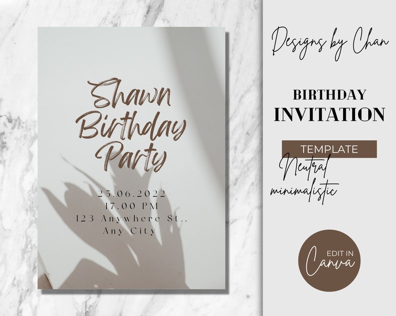 Editable Minimalist Party Invitation Template Digital and Printable ...