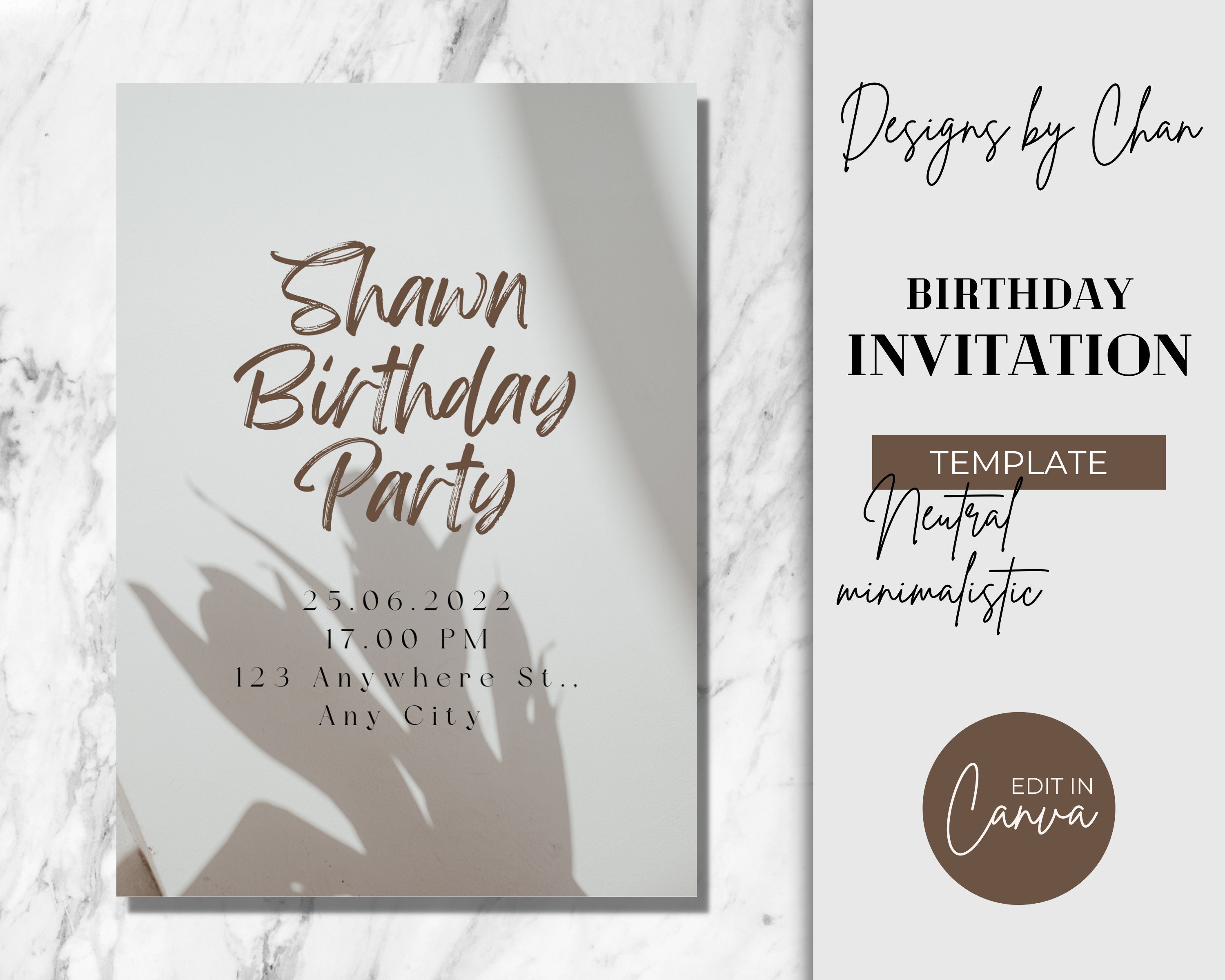 Editable Minimalist Party Invitation Template Digital and Printable ...