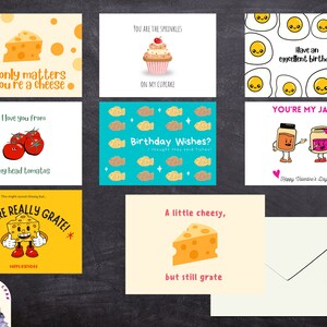 Funny Food Greeting Cards Set of 8 PRINTABLES Digital Card - Etsy