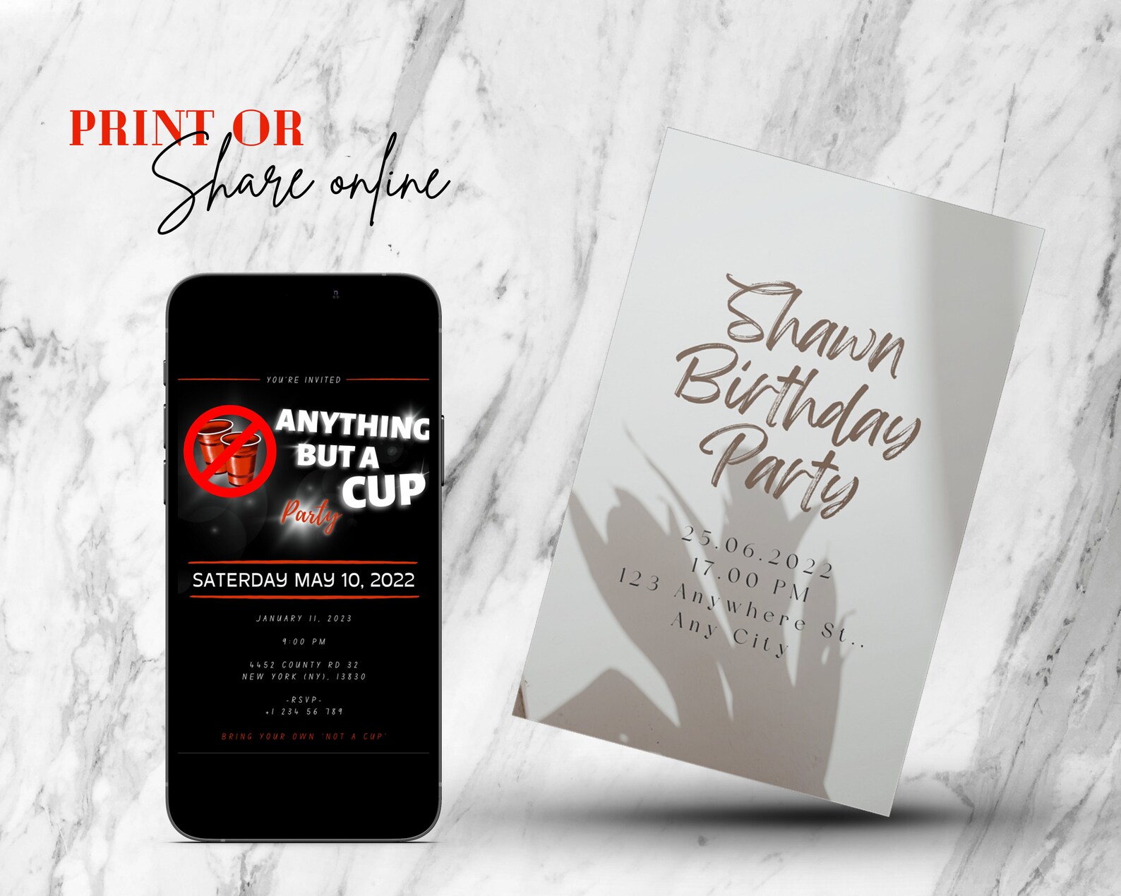 Editable Minimalist Party Invitation Template Digital and Printable ...