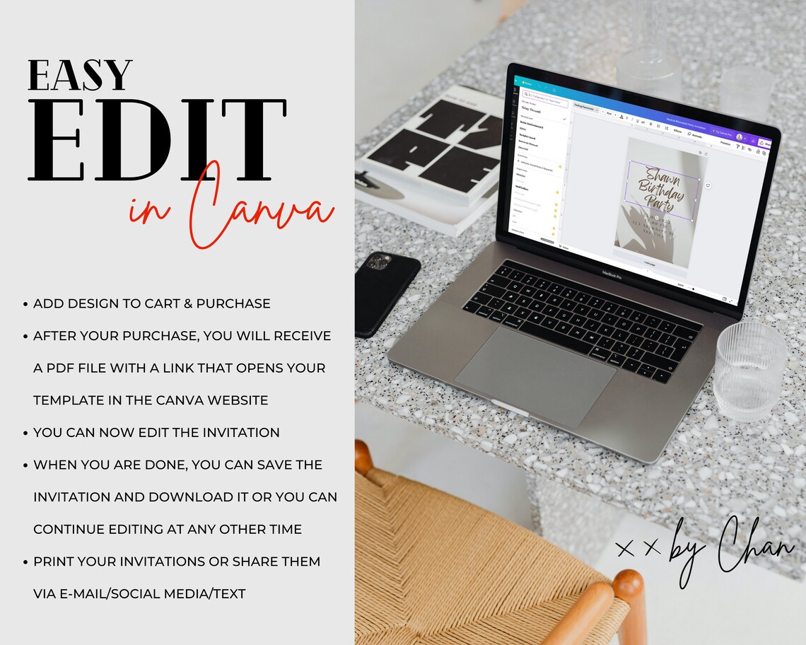 Editable Minimalist Party Invitation Template Digital and Printable ...
