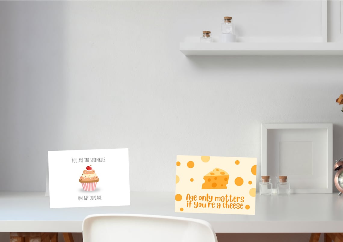 Funny Food Greeting Cards Set of 8 PRINTABLES Digital Card - Etsy