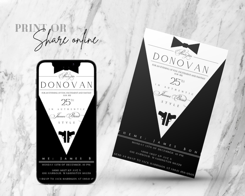 Editable James Bond 007 Party Invitation Template Digital - Etsy Ireland