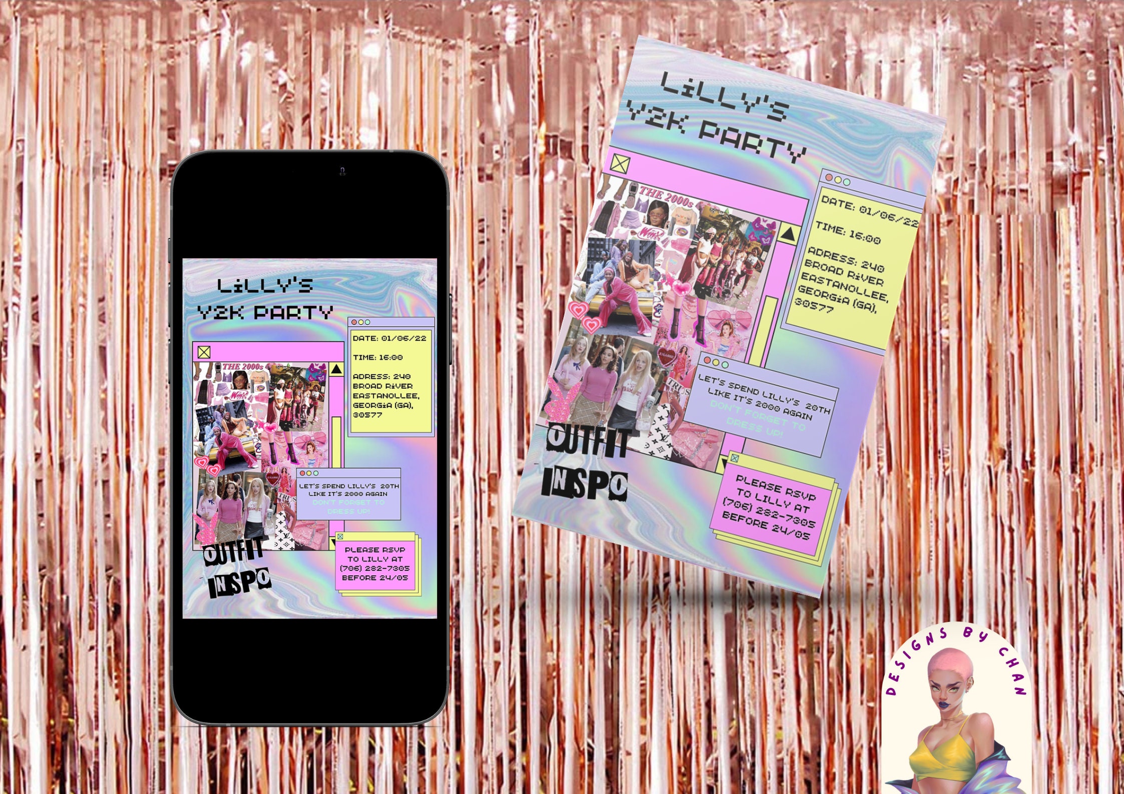 Editable Y2K Party Invitation Template Digital and Printable | Etsy Canada