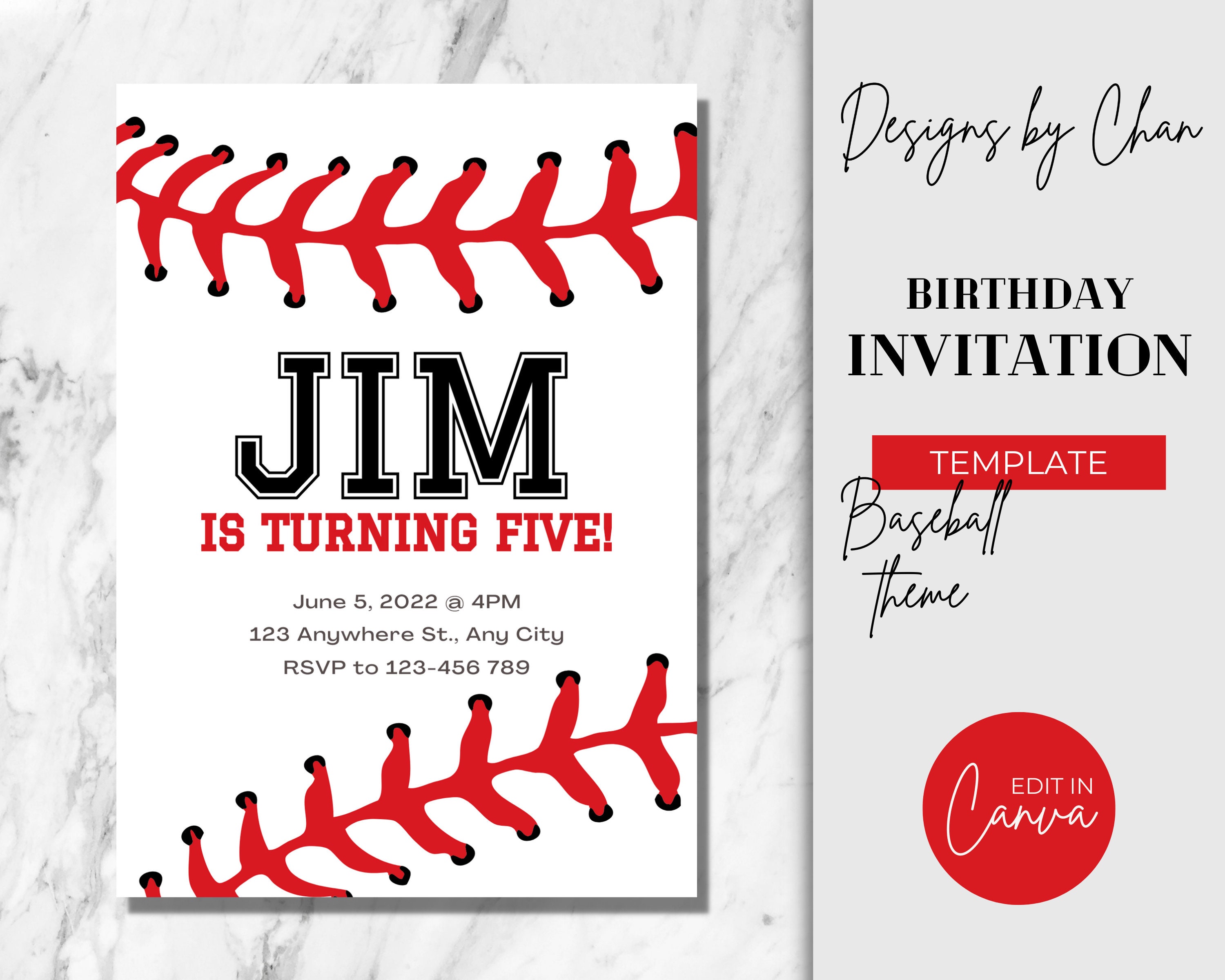 Editable Baseball Party Invitation Template Digital and Printable ...