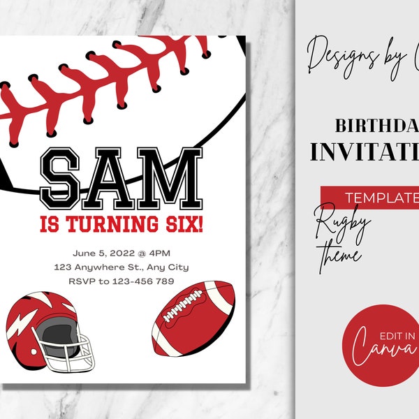 Rugby Invite - Etsy