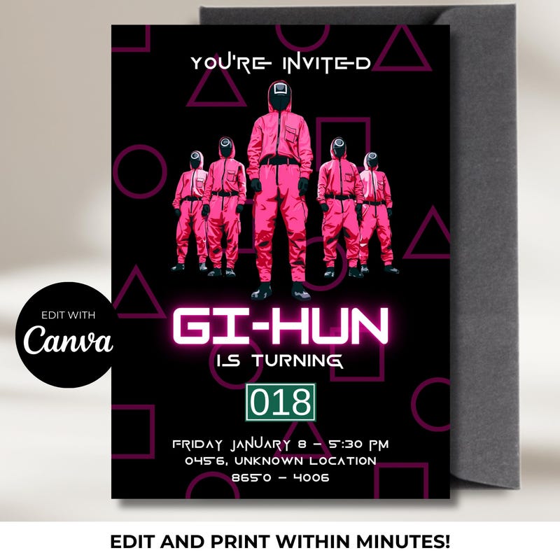 Squidgame Party Invitations - Etsy