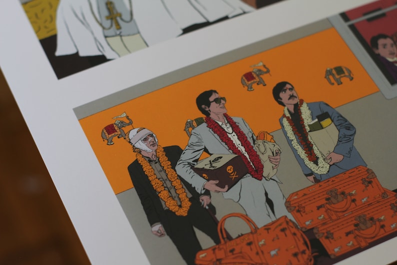 Illustration of Wes Anderson's Movies, Hight Quality Limited Edition ...