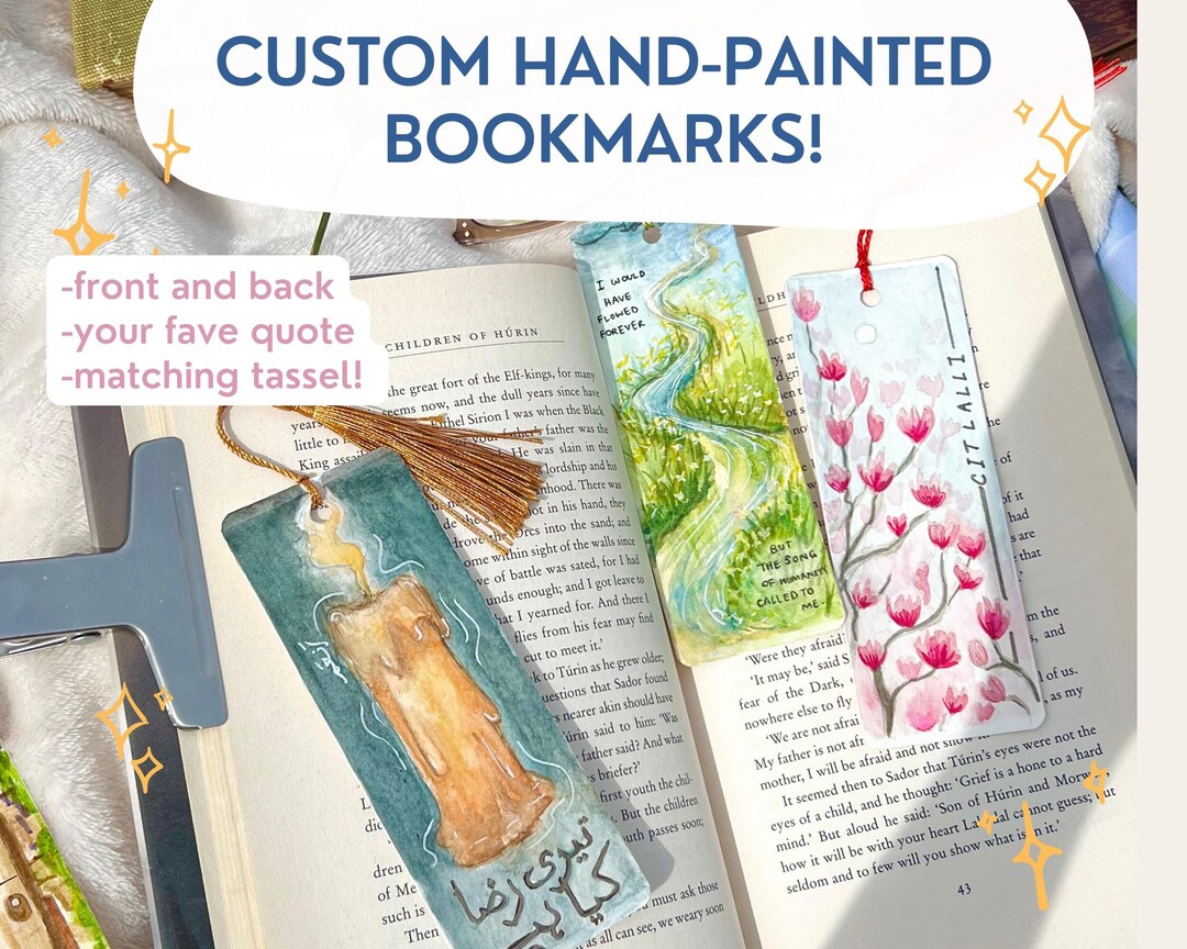 Custom Watercolor Bookmarks! | Your Fave Quote / Lyric / Doodle Front ...