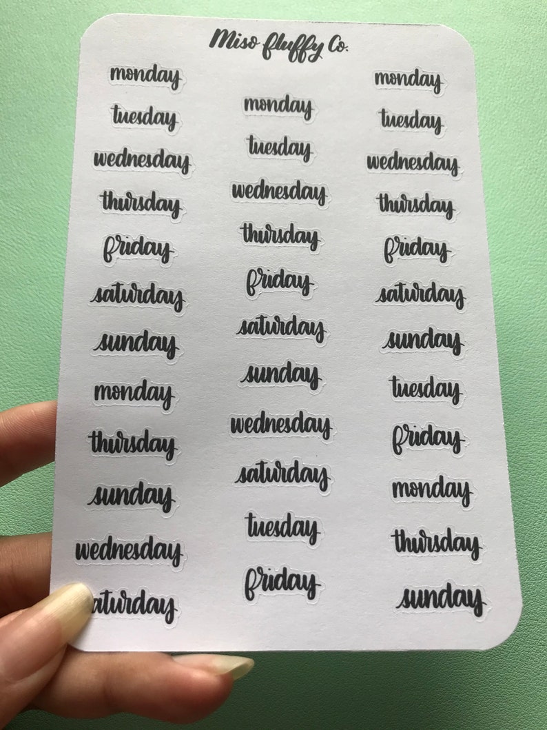 Days of the Week Script Planner Stickers - Etsy