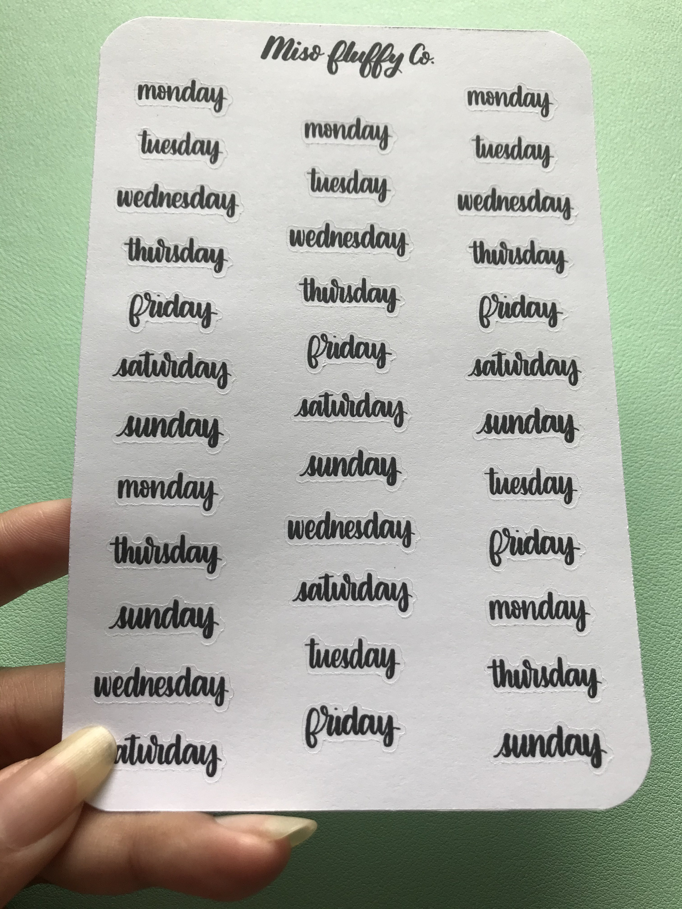 Days of the Week Script Planner Stickers - Etsy