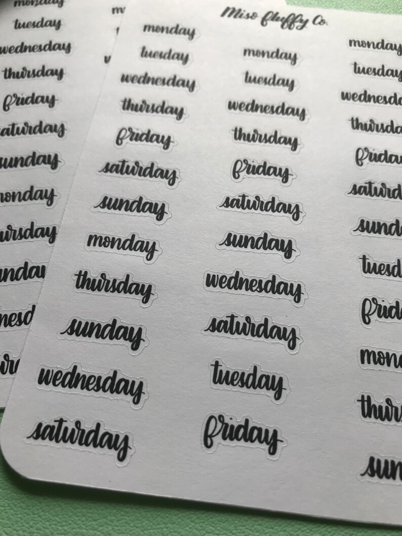 Days of the Week Script Planner Stickers - Etsy