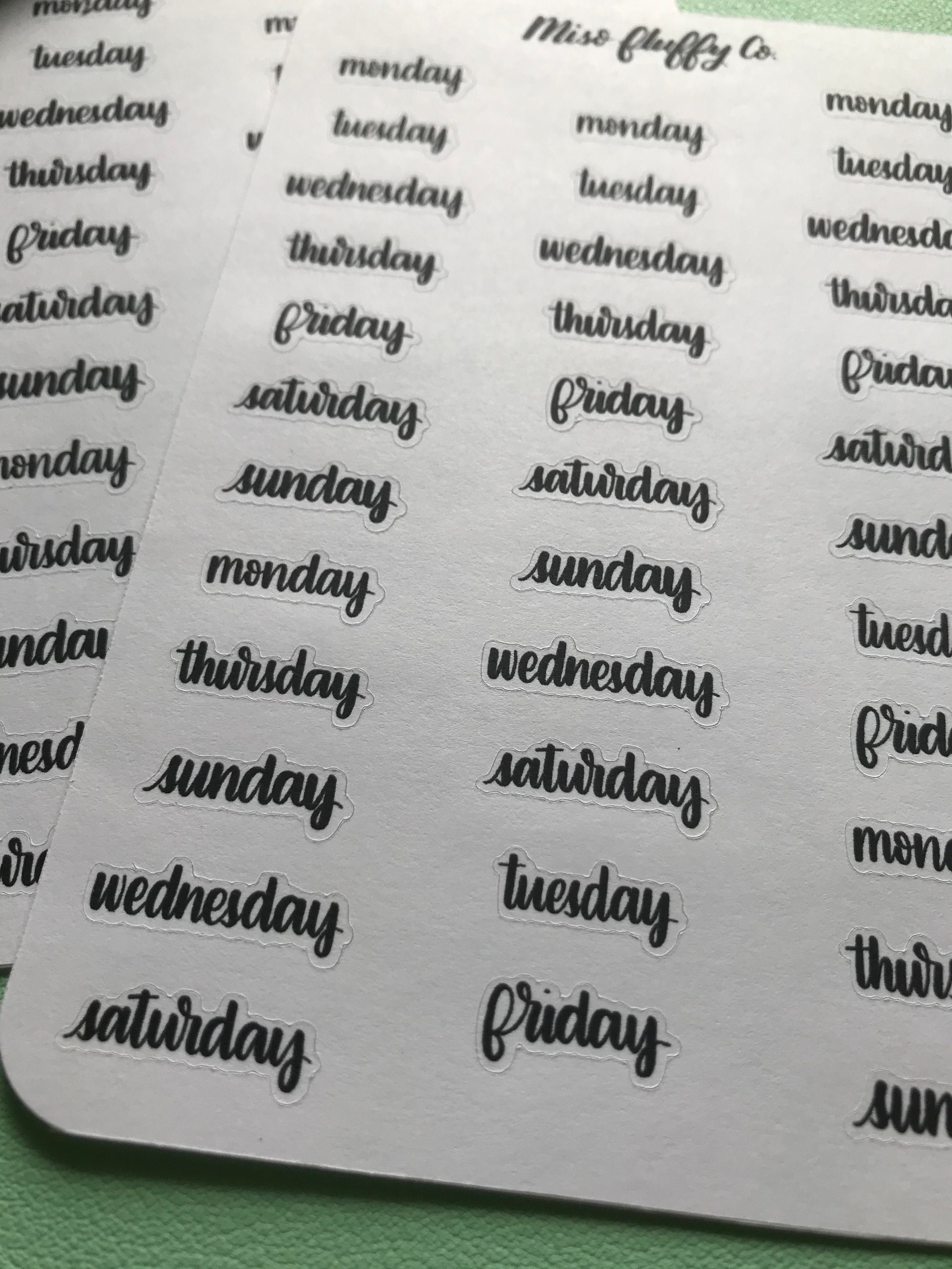 Days of the Week Script Planner Stickers - Etsy