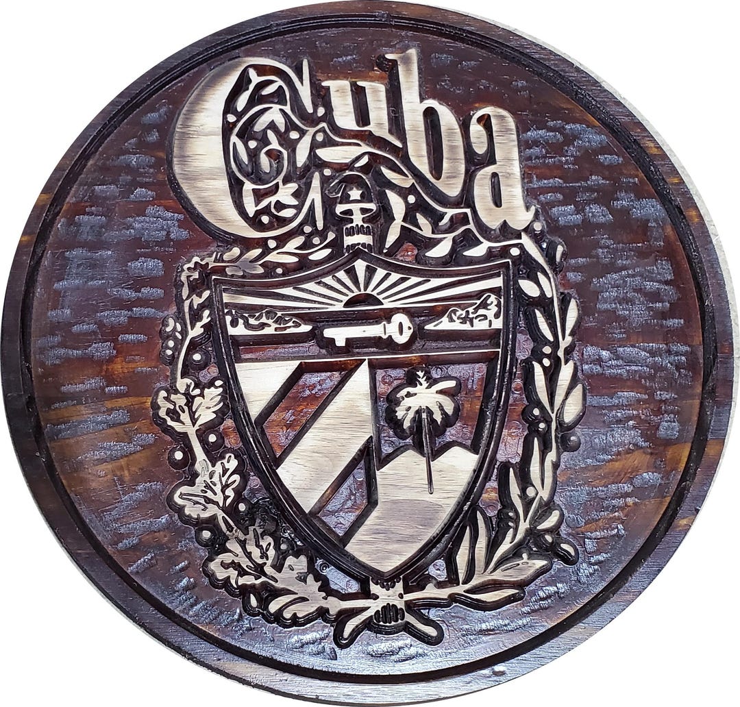 Handcrafted Cuban Coat of Arms Wooden Plaque, Distressed Finish, Made ...