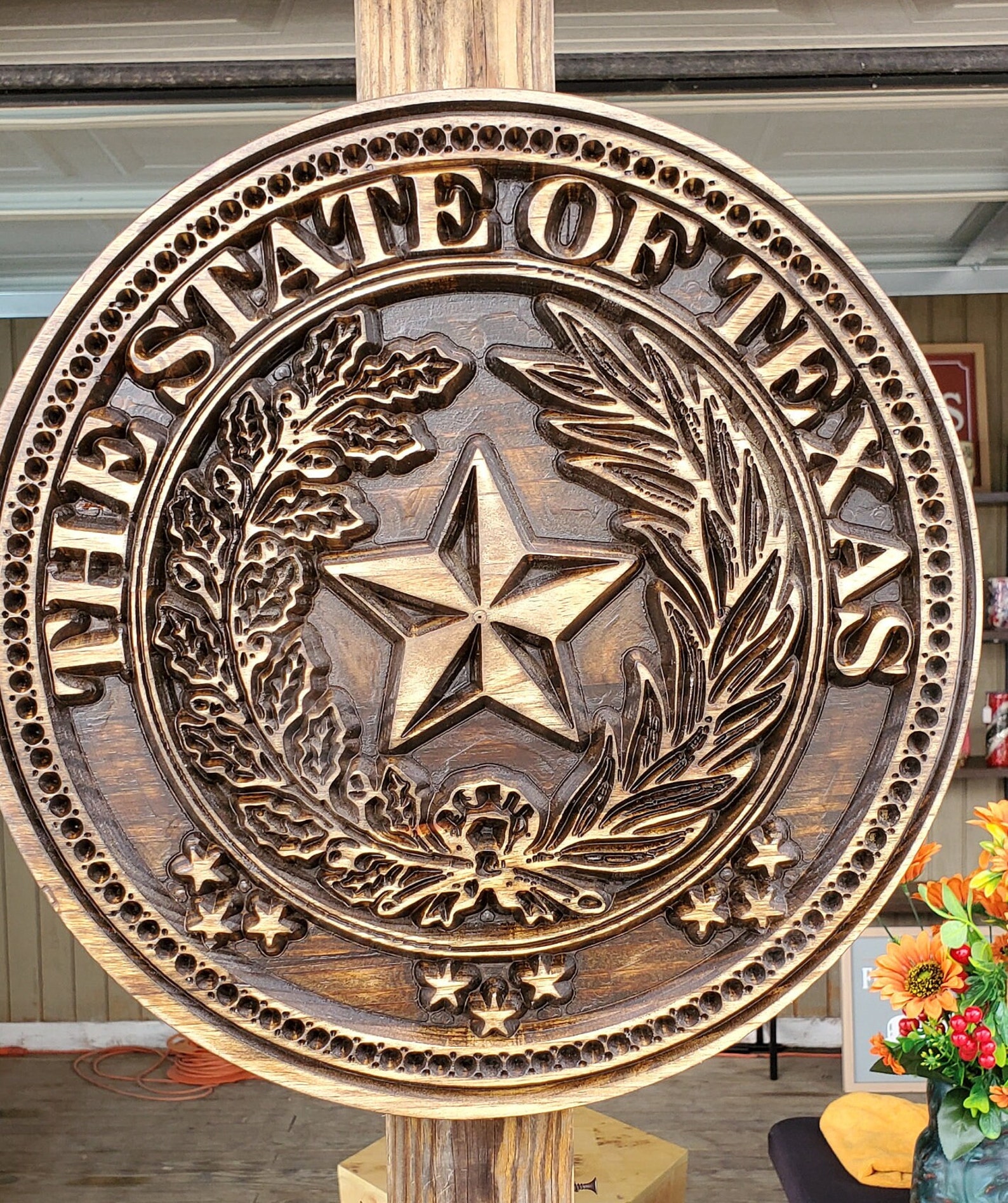 Texas State Seal Wooden Plaque - 18" Handcrafted Wall Decor - Etsy