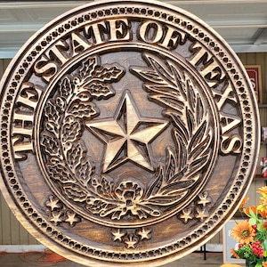 Texas State Seal Wooden Plaque - 18" Handcrafted Wall Decor - Etsy