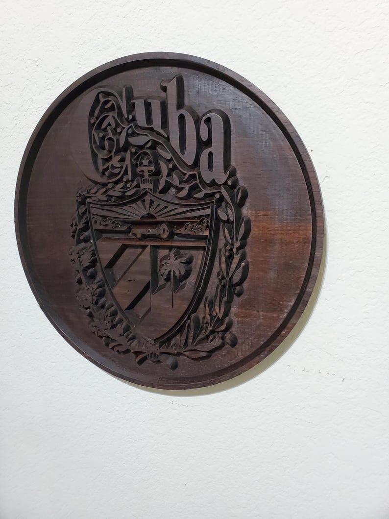 Handcrafted Cuban Coat of Arms Wooden Plaque, Unique Souvenir - Etsy