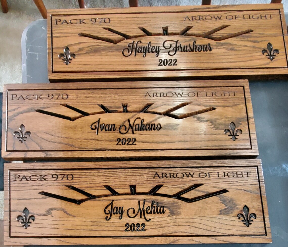 Cub Scout Boy Scout Arrow of Light Plaque for Cub Scouts Personalized ...