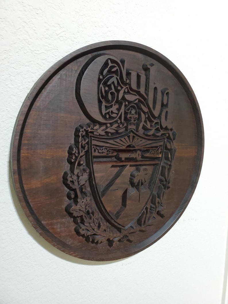 Handcrafted Cuban Coat of Arms Wooden Plaque, Unique Souvenir - Etsy