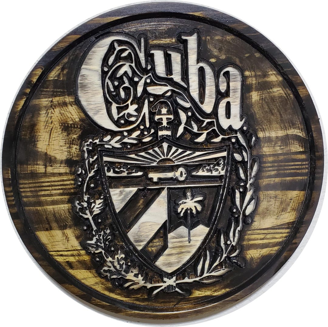 Handcrafted Cuban Coat of Arms Distressed Wood Plaque Unique Cuban ...