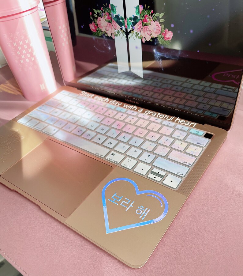 BTS Borahae Holographic Vinyl Decal Sticker in Hangul, 보라 해, I Purple ...