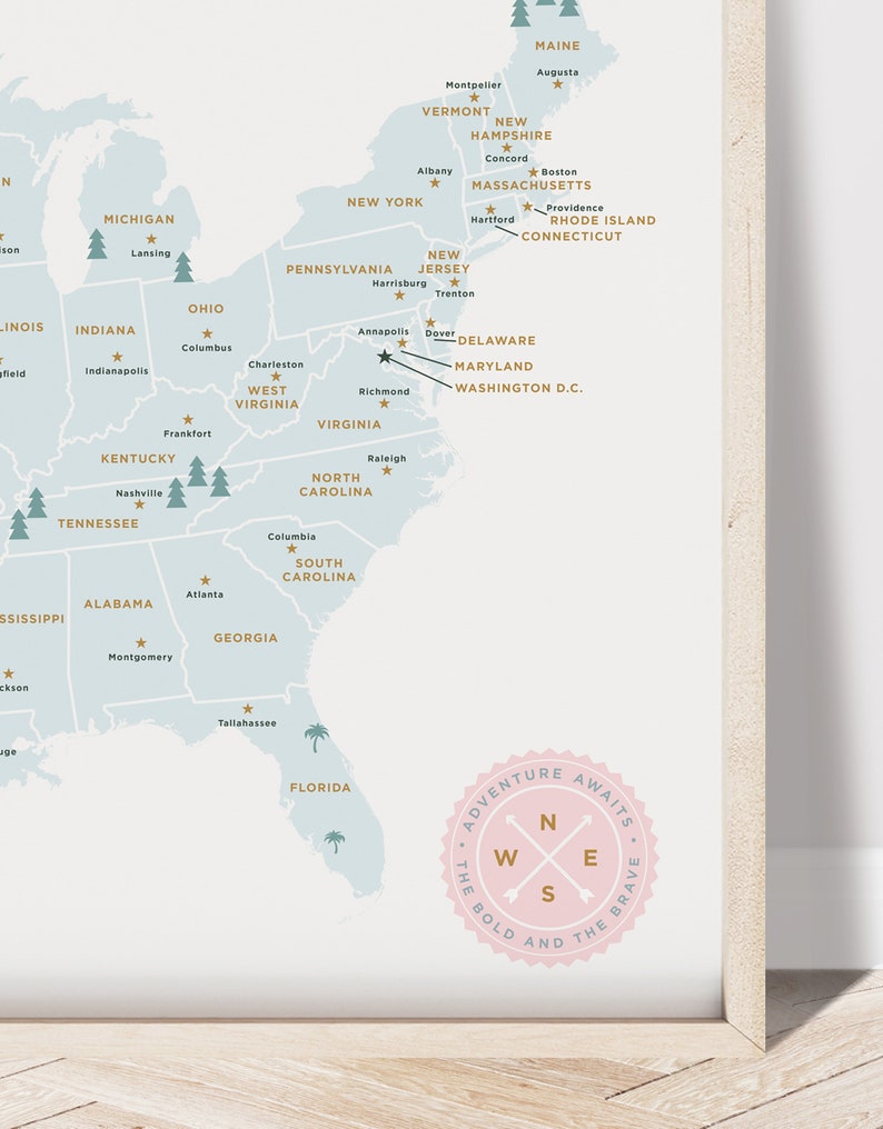 Printable Map of United States Wall Art Homeschool - Etsy