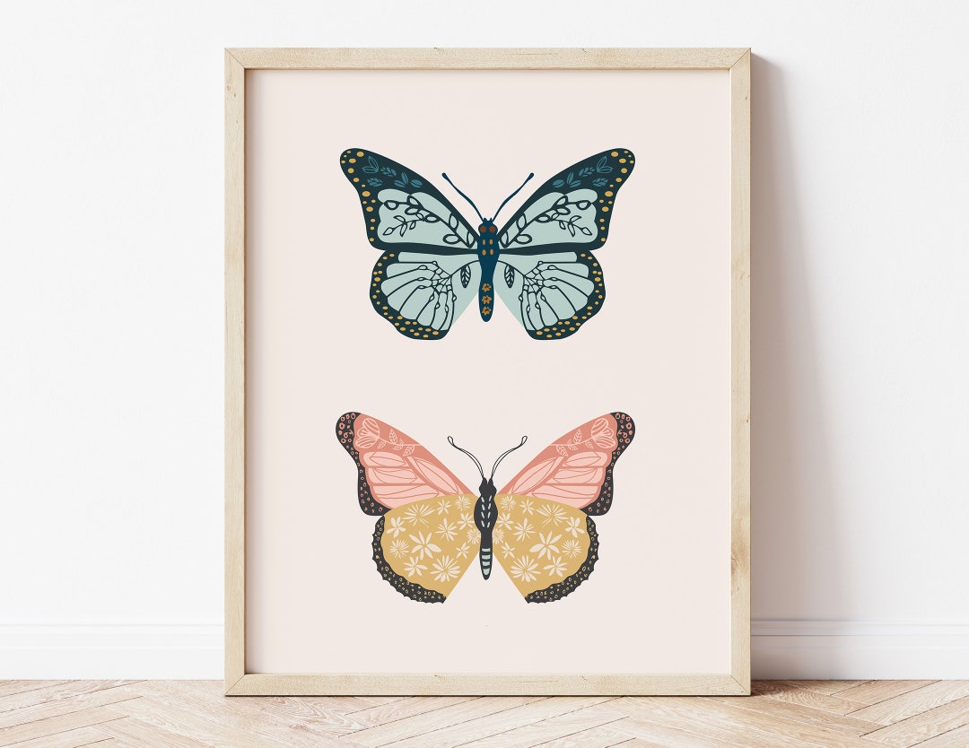 Boho Butterflies, Printable Art, Digital Print, Girl's Room Decor, Room ...