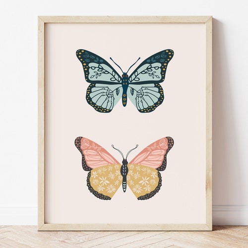 Boho Butterflies Printable Art Digital Print Girl's - Etsy