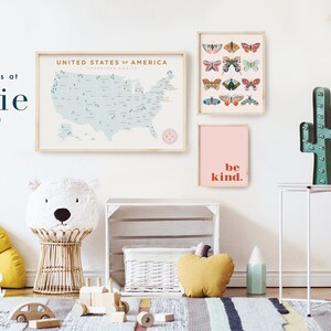 Printable Map of United States, Wall Art, Homeschool, Educational ...