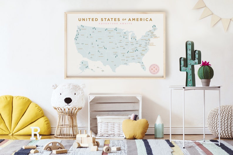 Printable Map of United States Wall Art Homeschool - Etsy