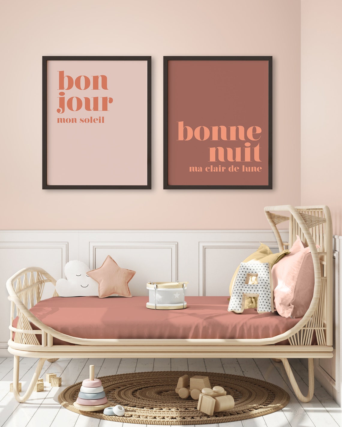 Bon Jour Printable Art Good Morning My Sunshine Goodnight My | Etsy