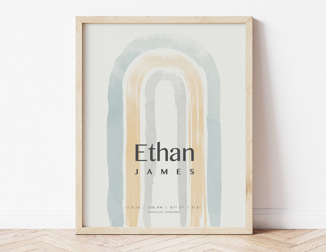Custom Baby Name Print, Personalized Rainbow Art, Nursery Art, Name Art ...