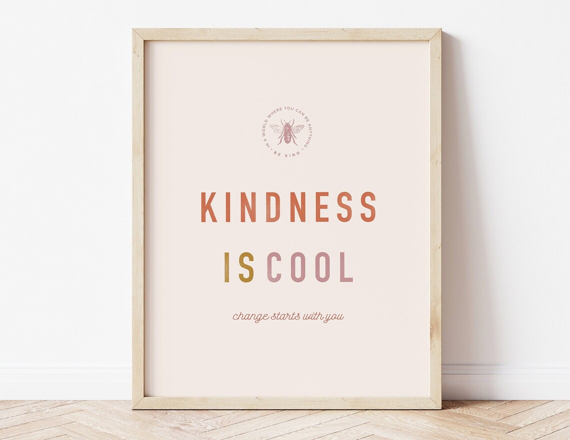 Be Kind Print Kindness is Cool Printable Art Digital Print - Etsy