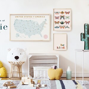 Printable Map of United States, Wall Art, Homeschool, Educational ...