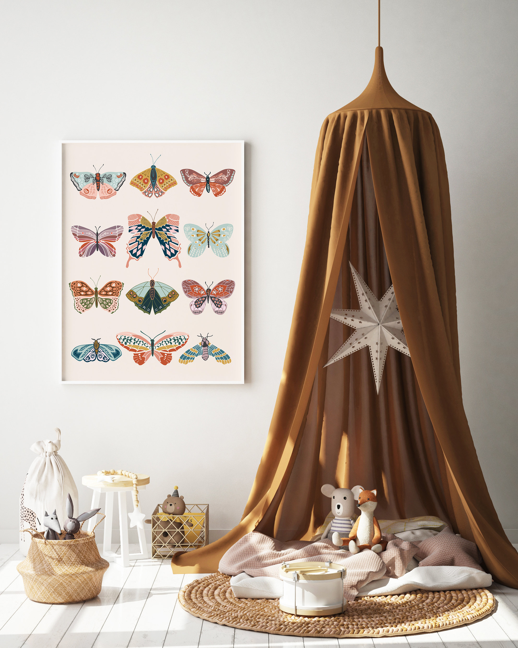 Boho butterflies printable art digital print girl's | Etsy