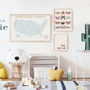 Printable Map of United States, Wall Art, Homeschool, Educational ...