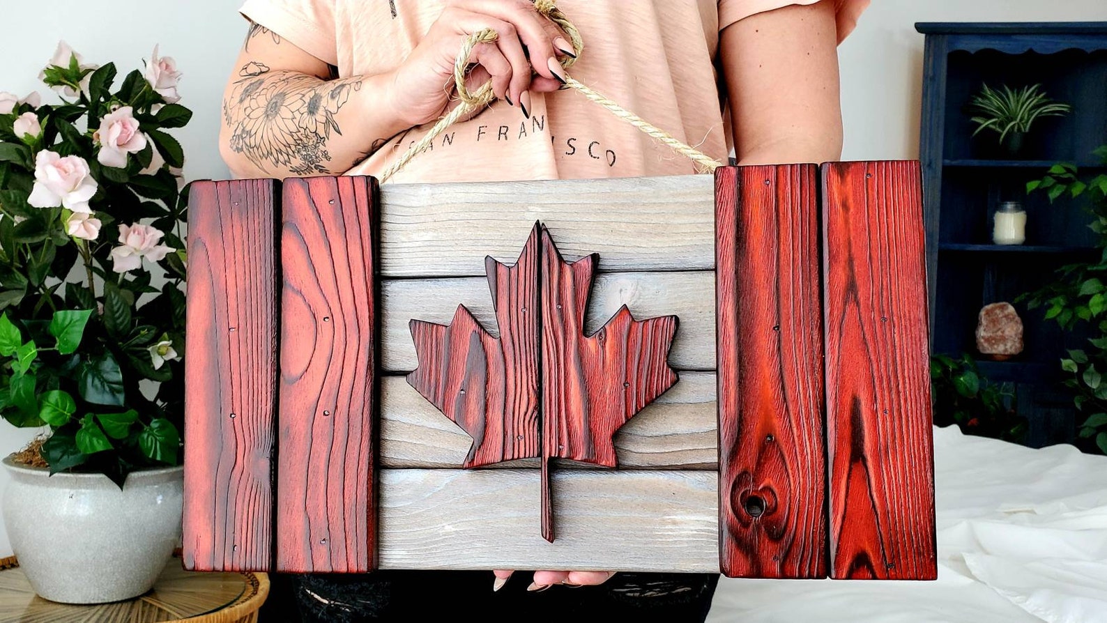 Canadian Wooden Flag 18x9.5 | Etsy