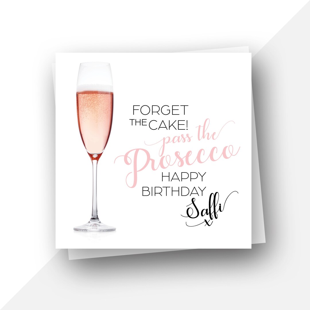 Personalised Happy Birthday Pink Prosecco Birthday Card Celebration ...