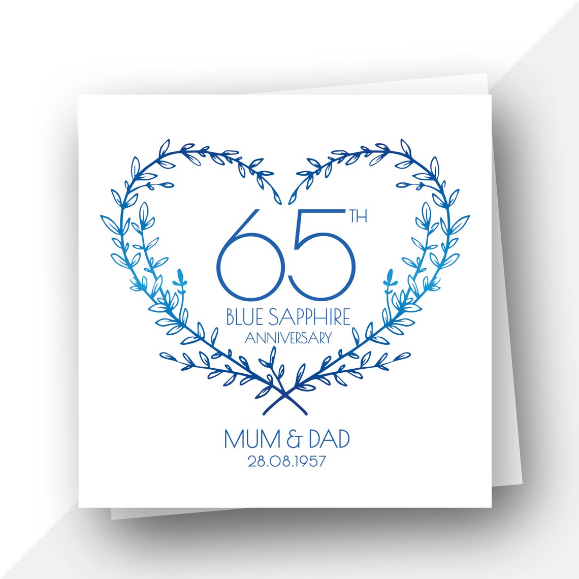 Personalised 65th Blue Sapphire Anniversary Card Sixty Five Years Special Couple Husband Wife ...