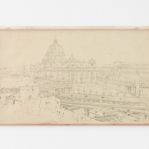 Printable Art Vintage Drawing of Rome Saint Peters - Etsy