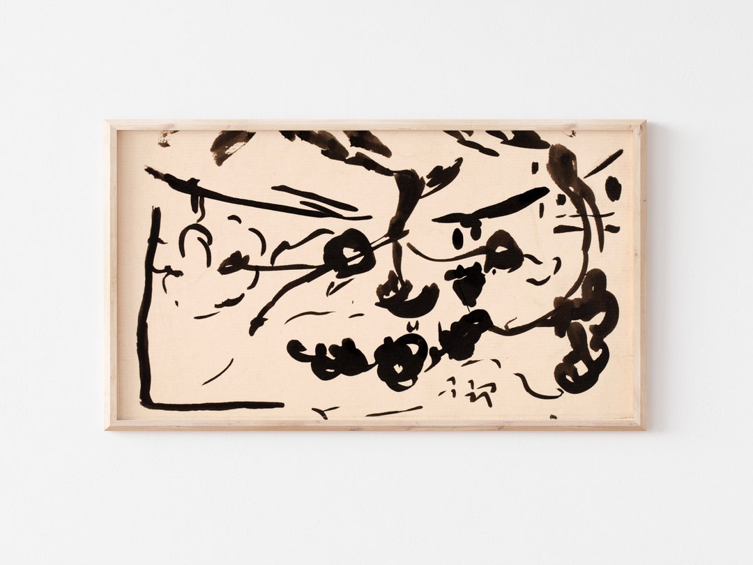 Samsung Frame TV Art File | Vintage Abstract Line Drawing | Neutral ...