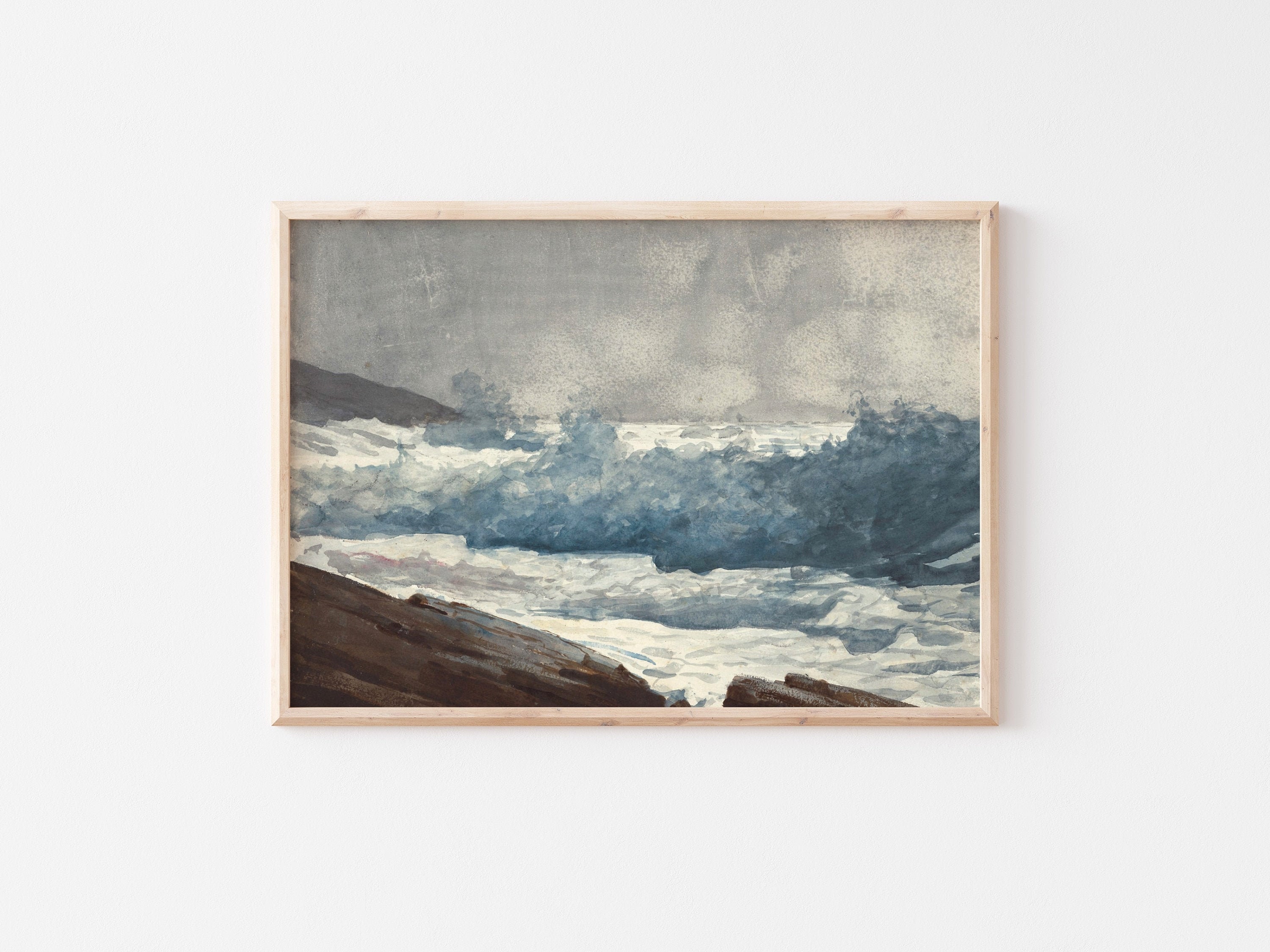 Printable Art Vintage Ocean Landscape Painting Crashing | Etsy
