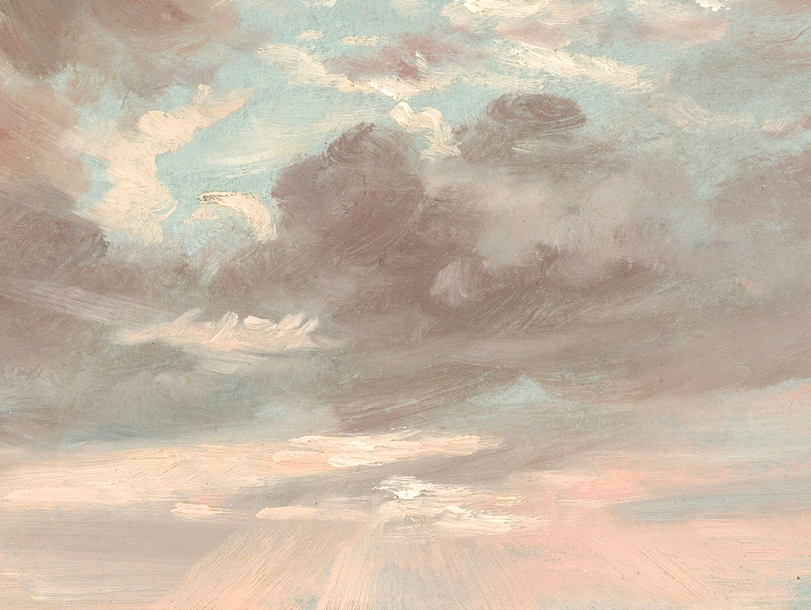 Printable Art Vintage Sunset Cloud Painting Gender Neutral | Etsy