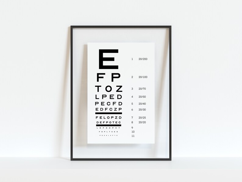 Printable Art Modern Snellen Eye Chart Neutral Eclectic | Etsy