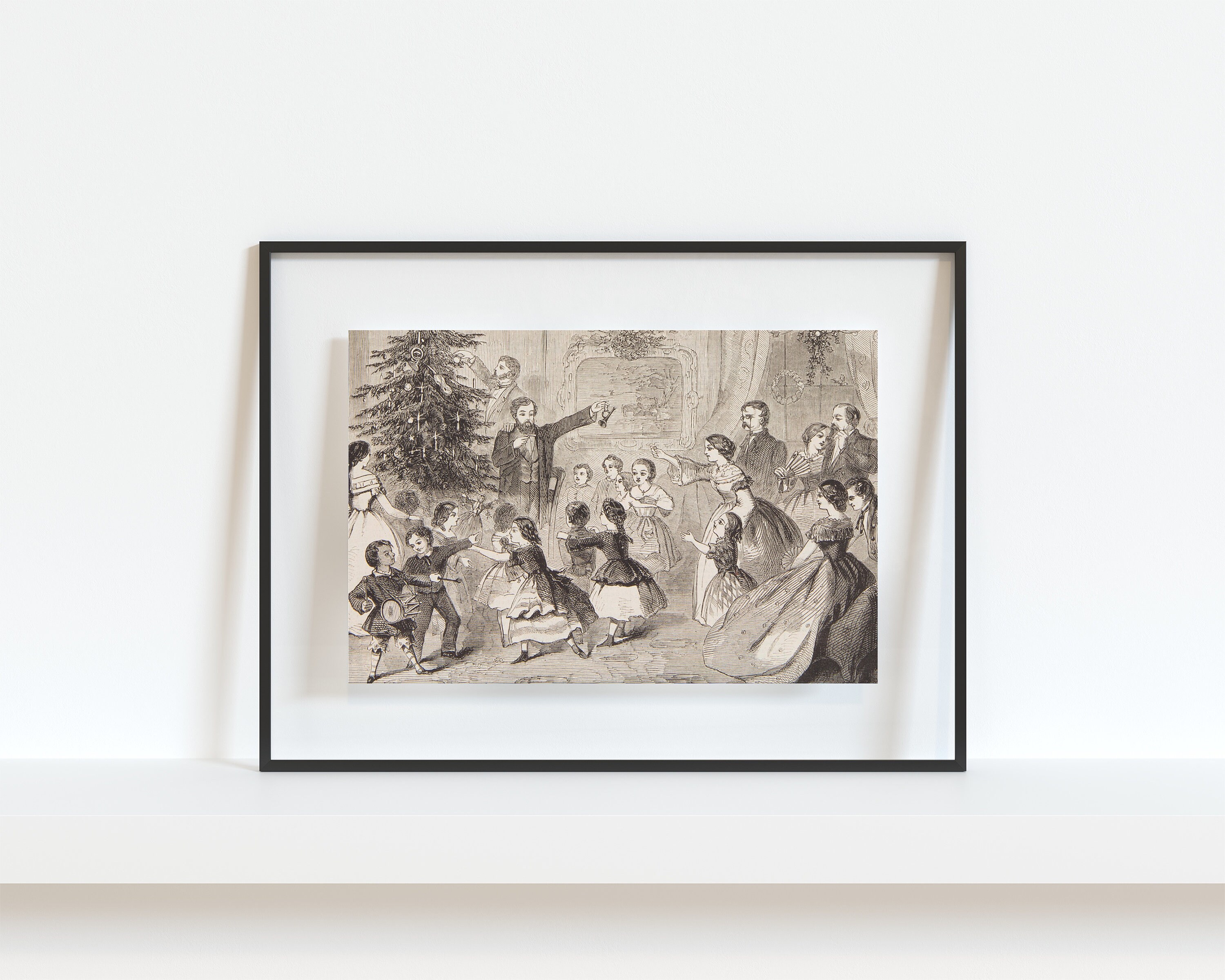 Printable Art | Vintage Christmas Party | Pine Tree Drawing | Neutral ...