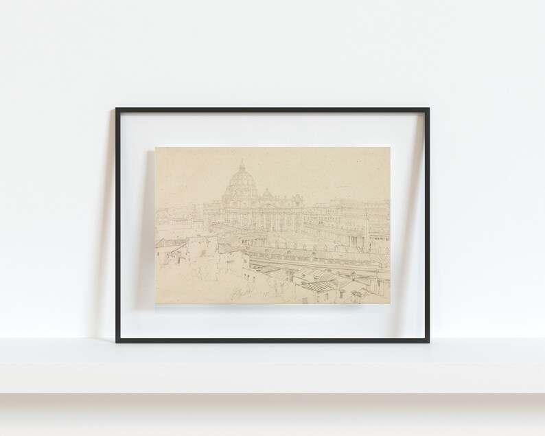 Printable Art Vintage Drawing of Rome Saint Peters | Etsy