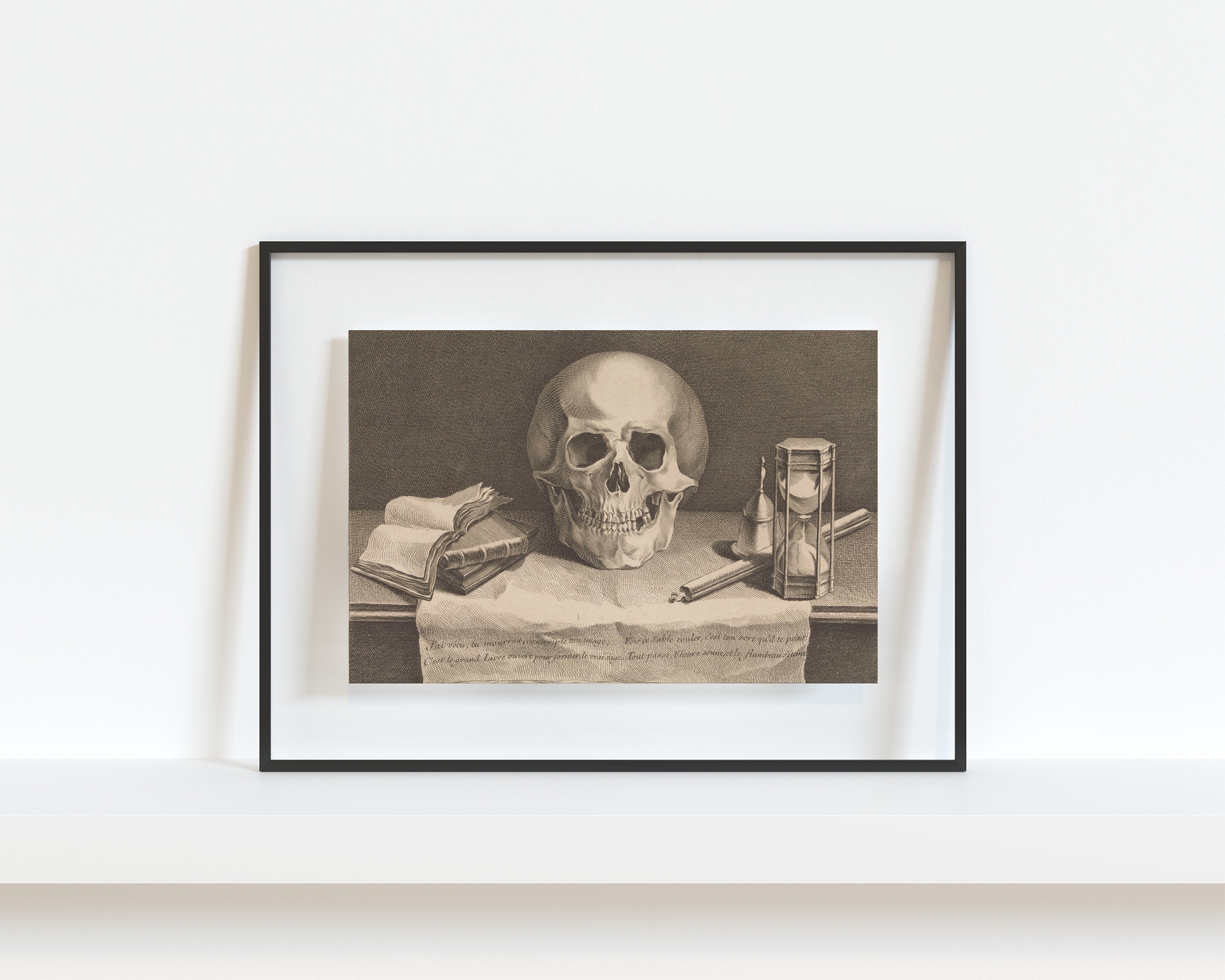 Printable Art Vintage Skull Skeleton Etching Muted Colors | Etsy